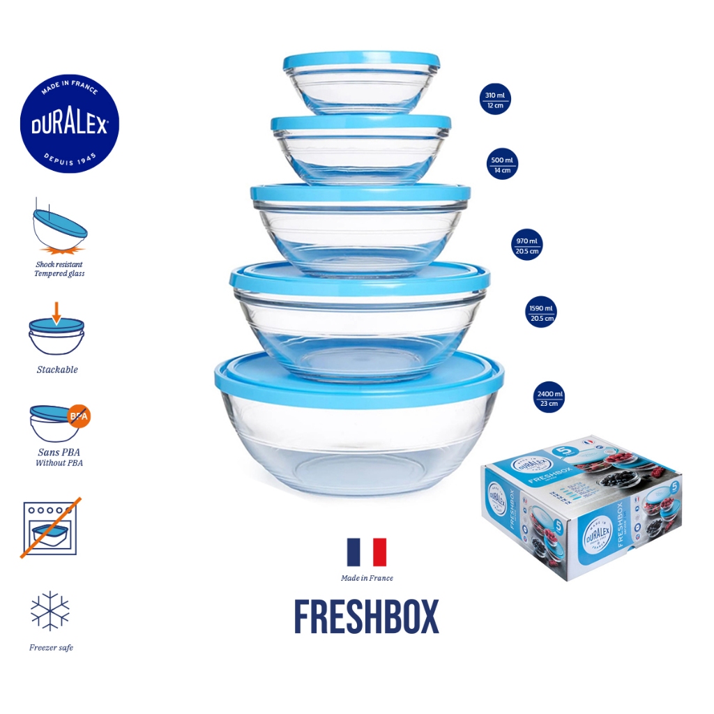 Duralex Freshbox Round Preservation Box Set Blue Cover | Shopee Malaysia