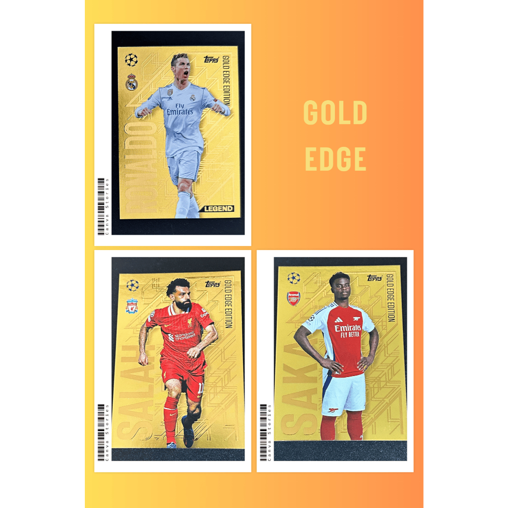 SET TOPPS GOLD EDGE (1:35) C.RONALDO MESSI SALAH HAALAND FODEN LEAO ...