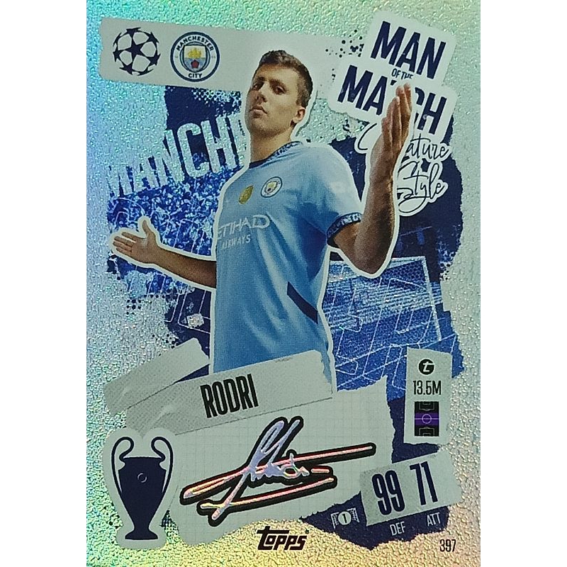 Topps Match Attax CL 24/25 No. 397 Rodri Man of the Manchester city ...