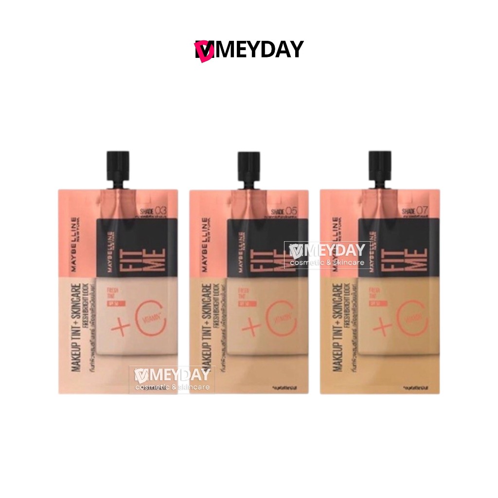 (Sachet) Maybelline Fit Me Fresh Tint 5 ml Foundation Whit C | Shopee ...