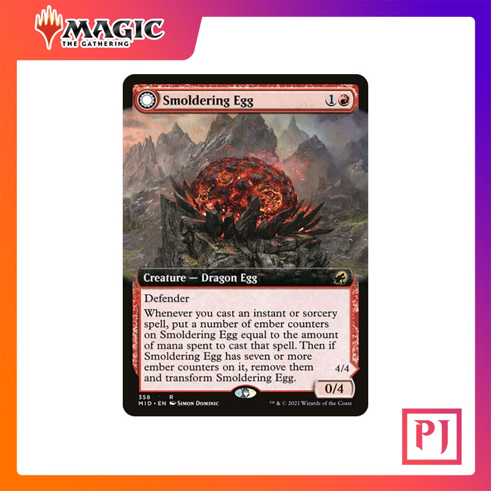 [MTG] Smoldering Egg // Ashmouth Dragon (Extended Art) [MID] [RED ...
