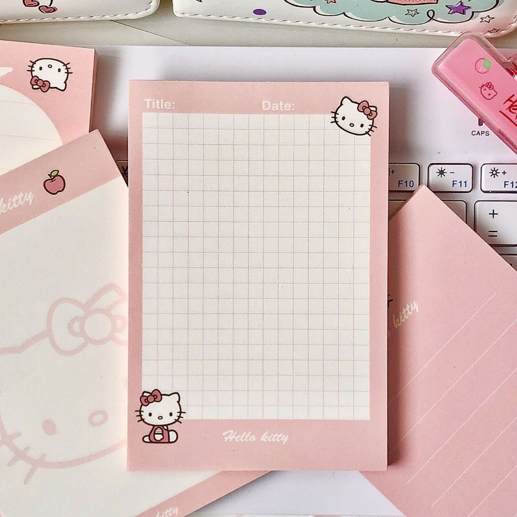 Cute Pink Cat Theme Note Paper Mini Notepad Tearable Portable Diary A7 ...