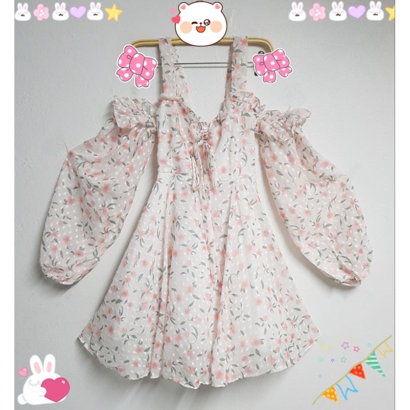 2nd Hand Wash And Store Yoko Label Chiffon Dress Long Sleeve Off-The ...