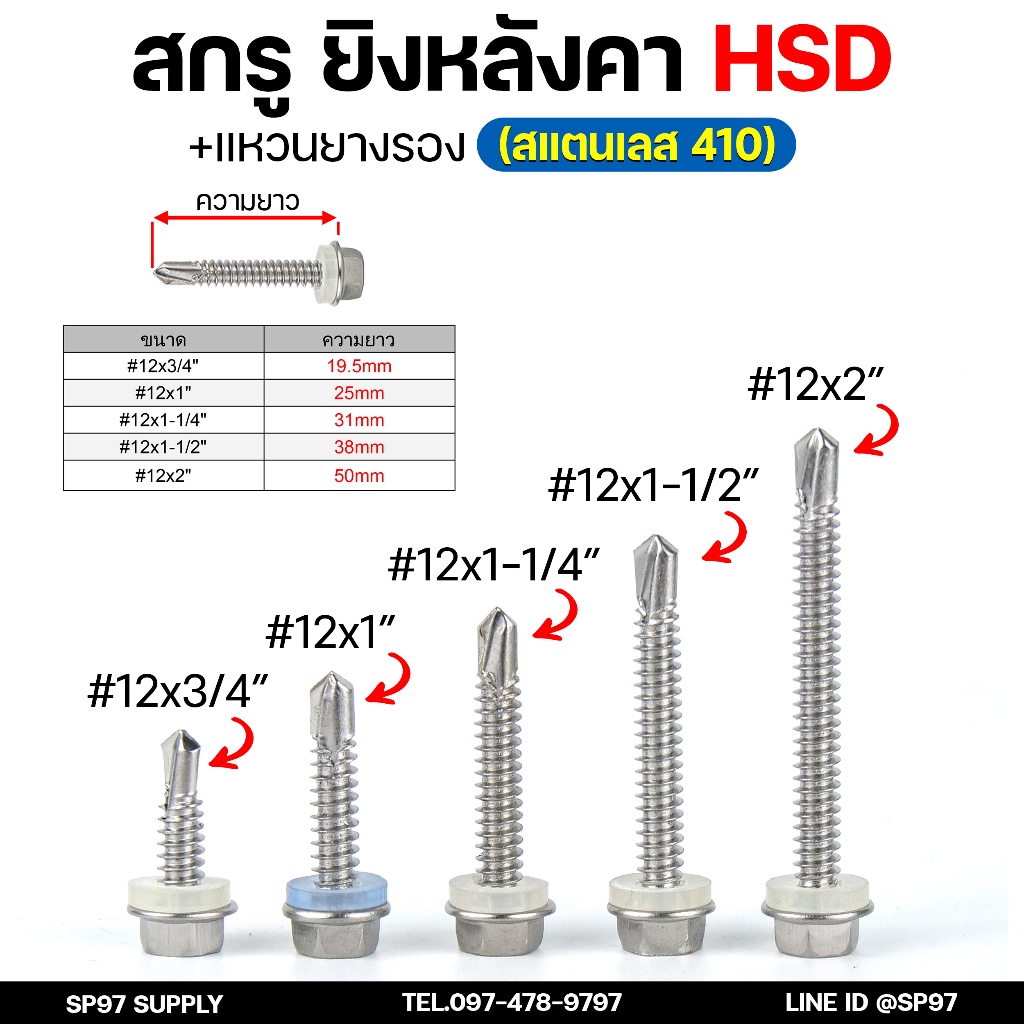 (Pack Of 10) Roof Shot Screw Nut + Waterproofing Ring 410 Stainless ...