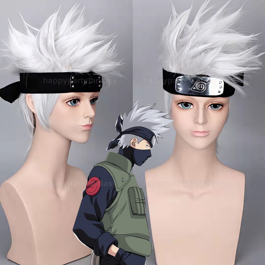 wig + Headband Konoha Ninja cosplay Cartoon Kakashi Naruto Spell Sent ...