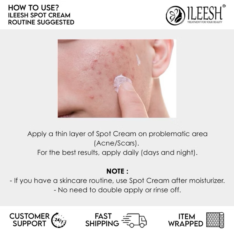 Acne And Scar Marks ILEESH Spot Cream (Reduce And Scars)-7ml | Shopee ...