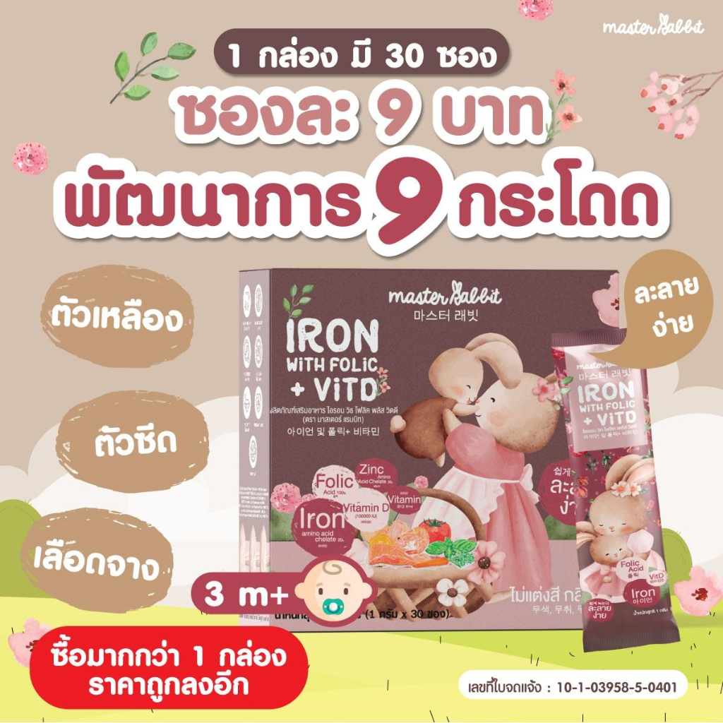 Master Rabbit Iron With Folic Plus Vit D (Master With + D) Size 30 ...