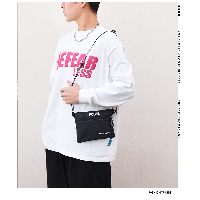 POSEE Rungt Clear White Big Logo Screen Multi-Compartment Black Slim ...