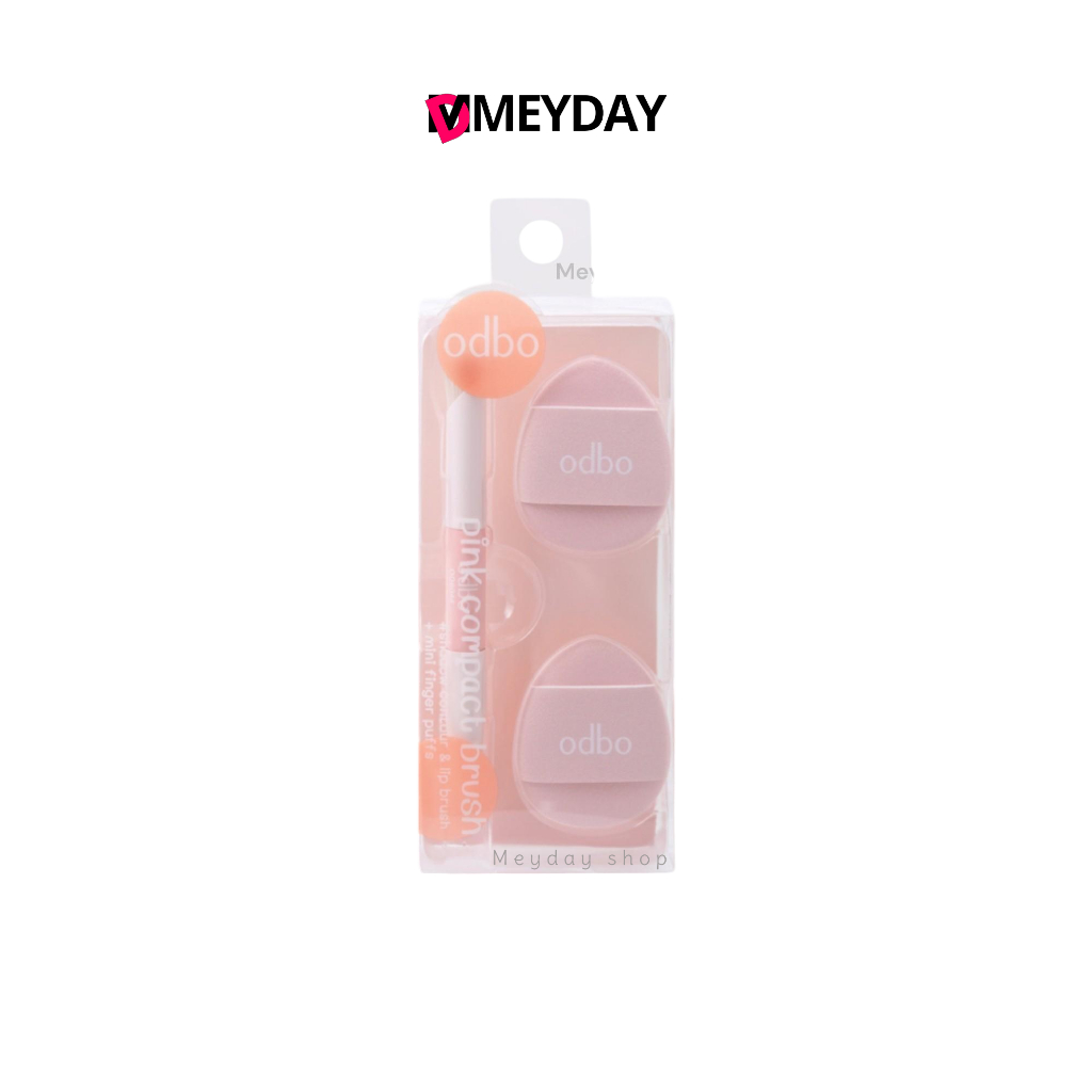 odbo Makeup Brush With Mini Puff Pink Compact (Eye + Lip + Puff) OD8044 ...