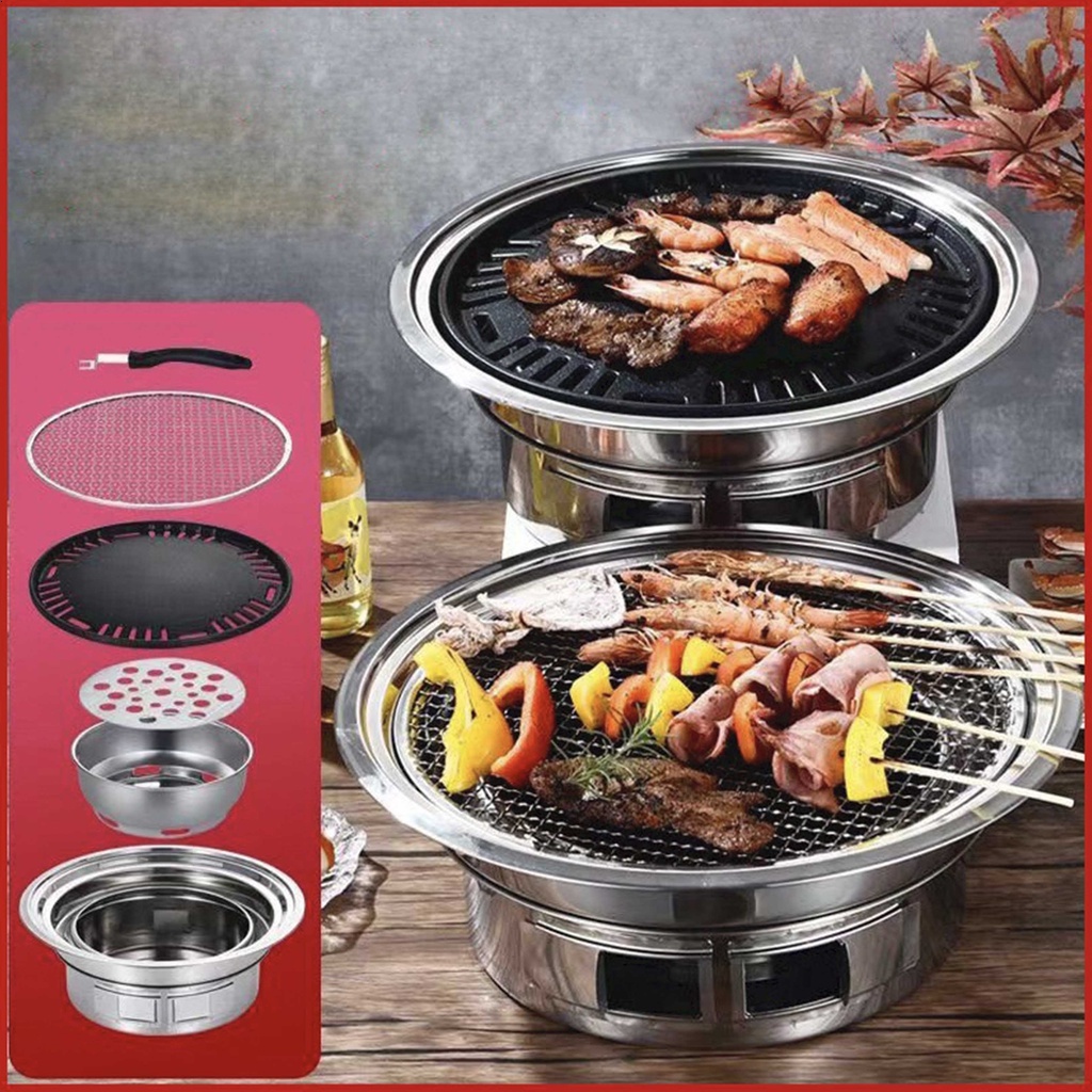 COD Smokeless Barbecue Grill Kitchen Charcoal Complete Set Of 6 Korean Commercial Pan | Shopee ...