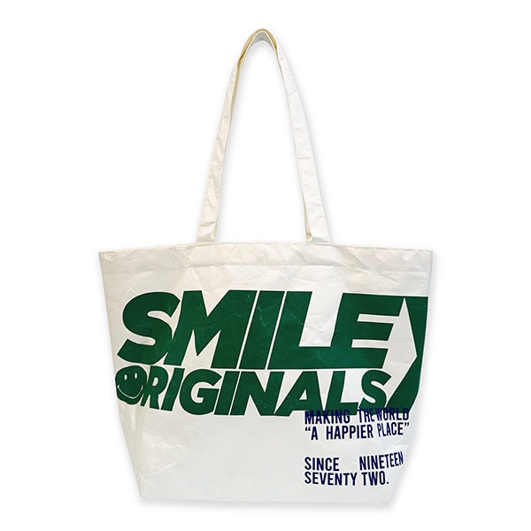SMILEY LARGE TYPO PAPER TOTE BAG (WHITE/GREEN) | Shopee Malaysia