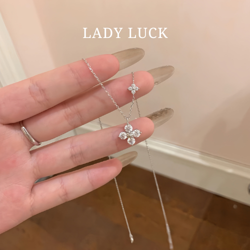 MEET Sterling Silver Necklace Lady Luck Short Fashion Pendant Lucky ...