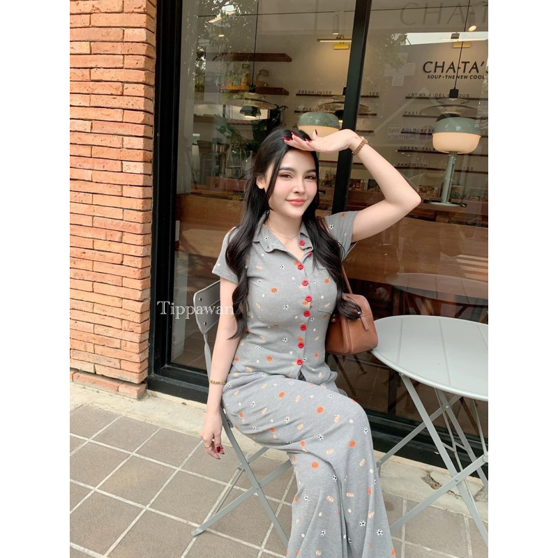 Tippawan Set Is Slim Collar. Very Perfect Shape + Long Pants. Perfect. | Shopee Malaysia