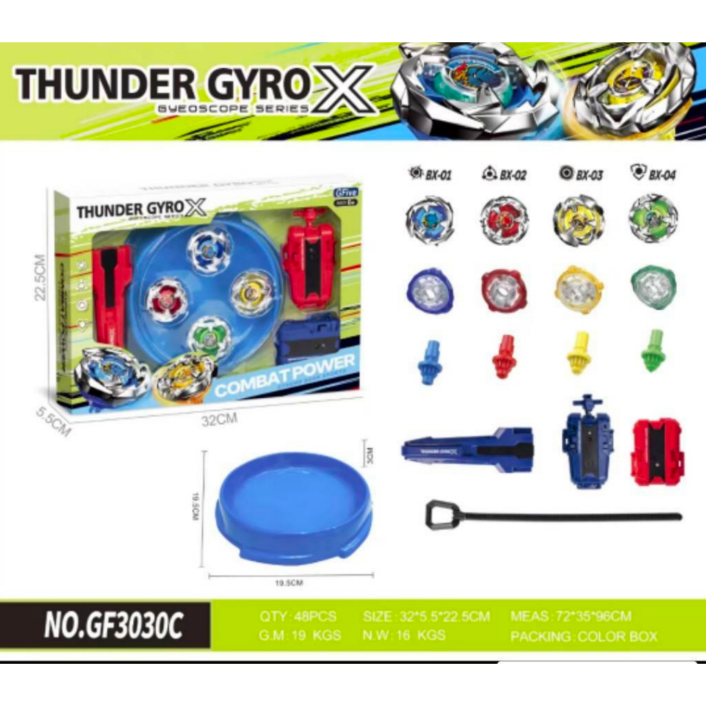 BeyBlade Spinning Top With Shot And Pull-Out THUNDER GYRO X GF3030C | Shopee Malaysia
