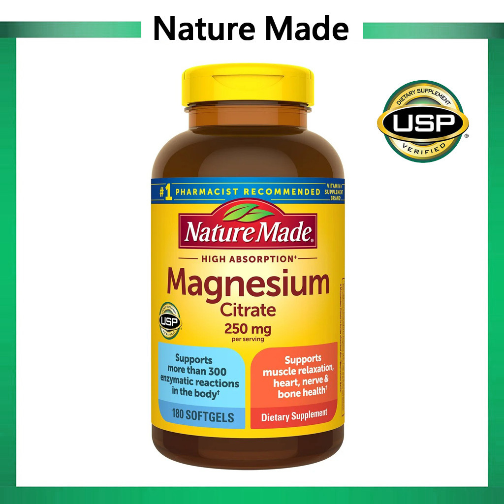 (Exp.09/2026)Nature Made Magnesium Citrate 250 mg. 180 Softgels ...