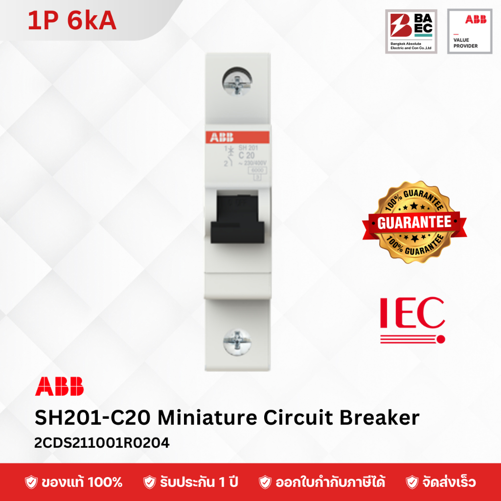 ABB SH201-C20 Circuit Breaker 20 Amp 1P 6KA | Shopee Malaysia