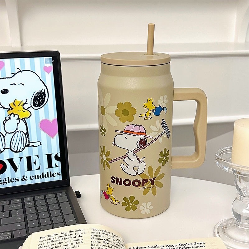 Snoopy Thermos Mug With Lid And Tube Complete Set Of Stainless Steel ...