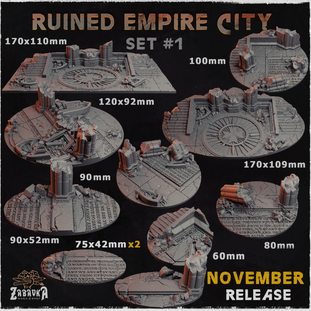 Ruined Empire City Bases Wargame base Warhammer Bolt action D&D ...