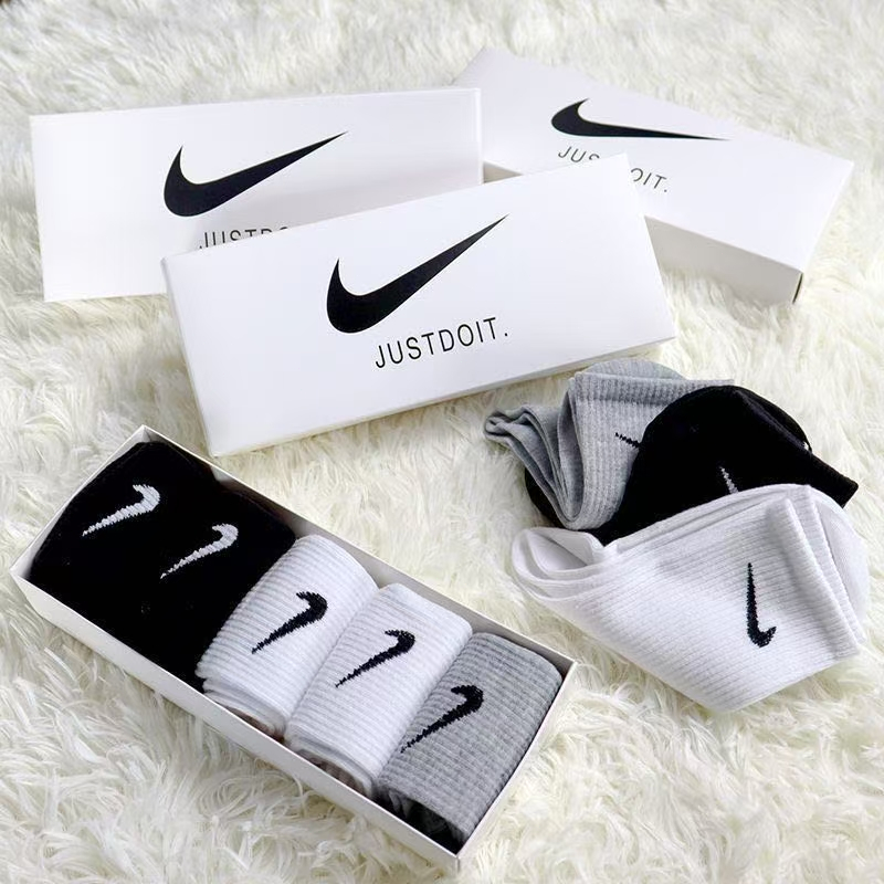 (Assorted Colors 5 Pairs 1 Box) NIKE Socks Half-Length Running Can Be ...