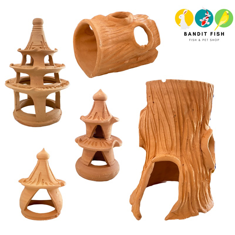 Decorative Terracotta Fish Tank House Dwarf Shrimp Hamster (All Hand ...