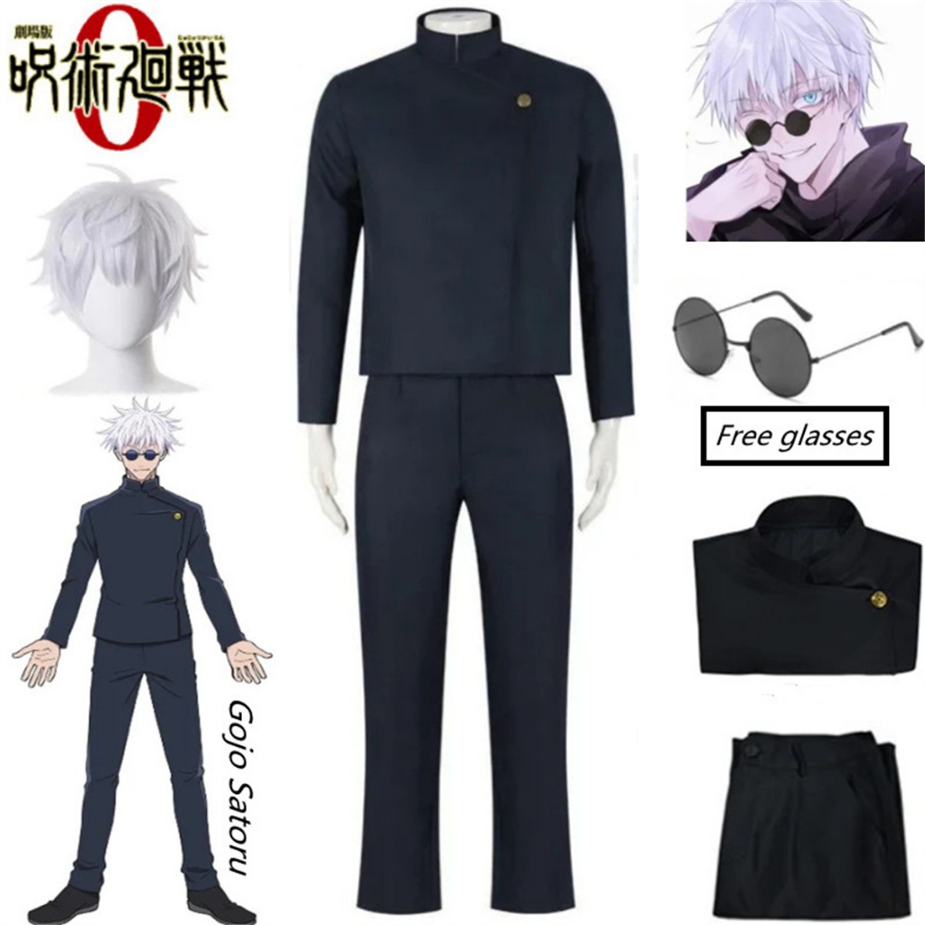 Anime Jujutsu Kaisen Gojo Satoru Cosplay Costume Top Long Pants Wig ...