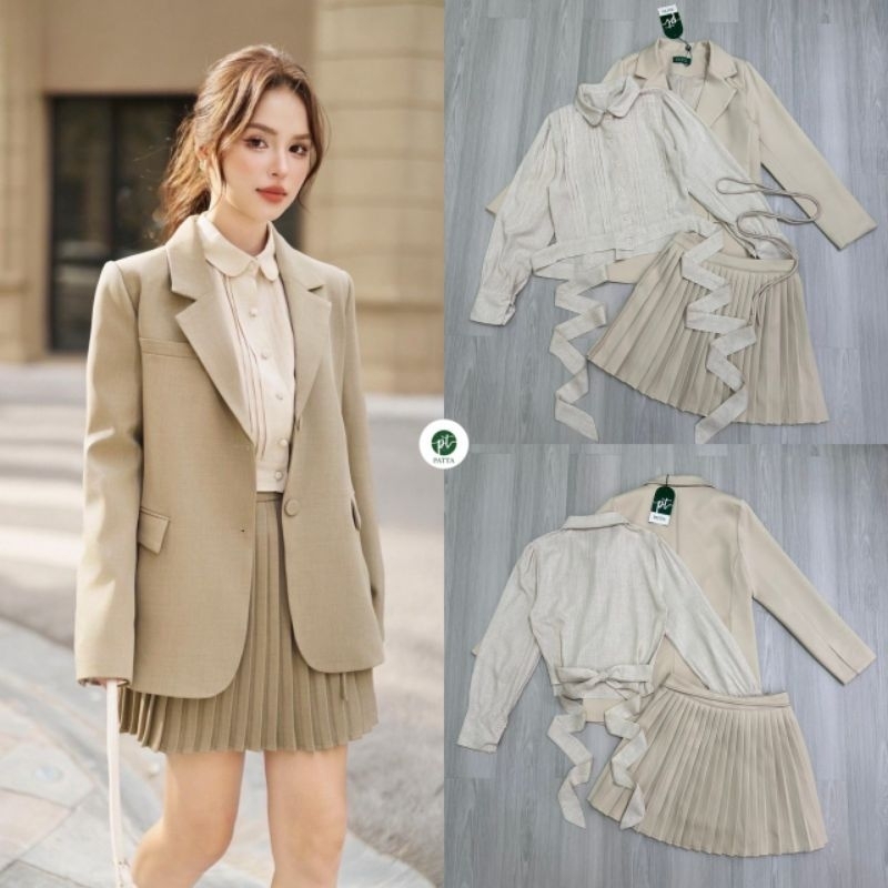 PATTA Brown Blazer Set Long Sleeves With Front Buttons Practical And ...