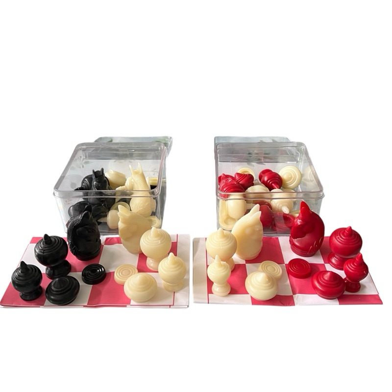 Thai Chess Set Black White Red With Paper With Transparent Box For ...