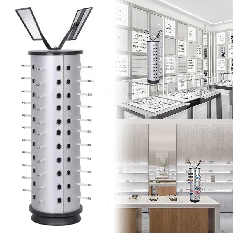 Rotatable Sunglasses Clamp With Mirror Eyeglass Display Rack 36 Pairs ...