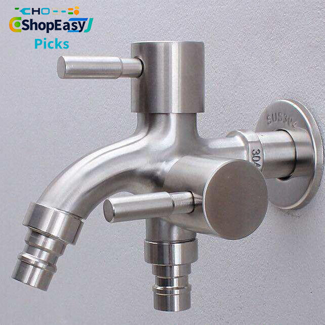 Multi-Purpose Faucet Stainless Steel Tap Double Washing Machine Pool ...