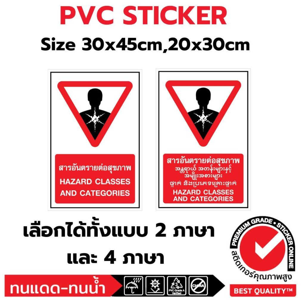 (381)Sticker PVC Sticker Health Hazard Classes and Categories No Label ...