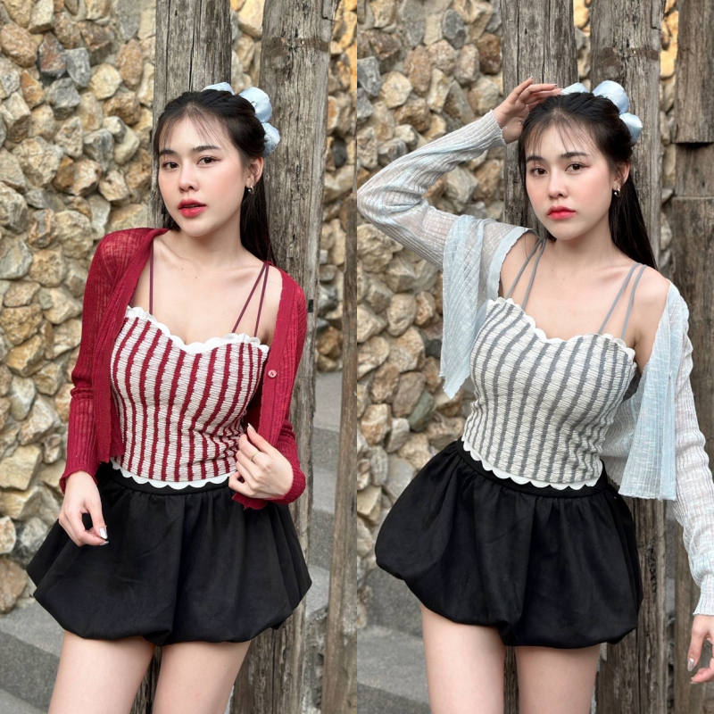 SpinnyHouse 2-Piece Pair Of Work A Single-Breasted Woven Camisole With Thin Cloth Cloak. Korean ...