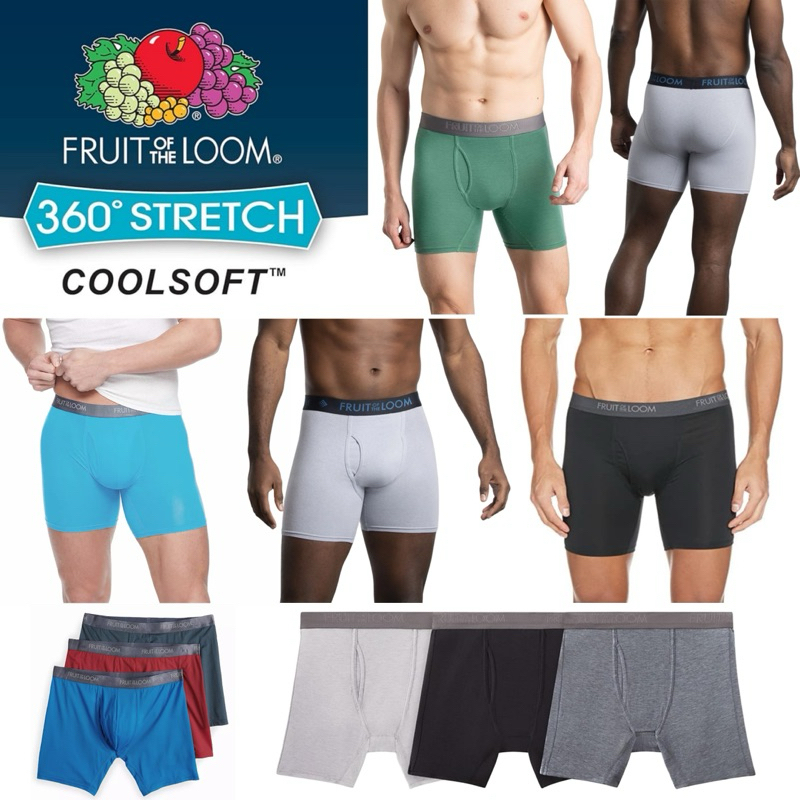 Underwear Fruit Of The Loom Coolsoft Boxer Briefs | Shopee Malaysia