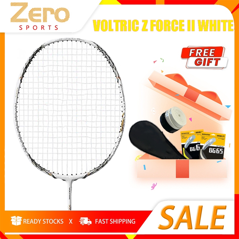 VOLTRIC Z FORCE II WHITE Badminton Racket Single Carbon 4U G5 26-30 Lbs 83g Made In Japan ...