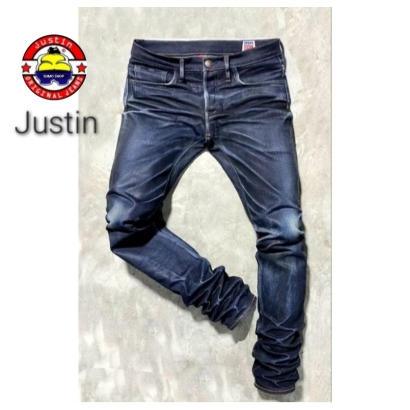 Justin Small Leg Jeans Full Feline Spring End Red Trim (Free Denim Bag ...