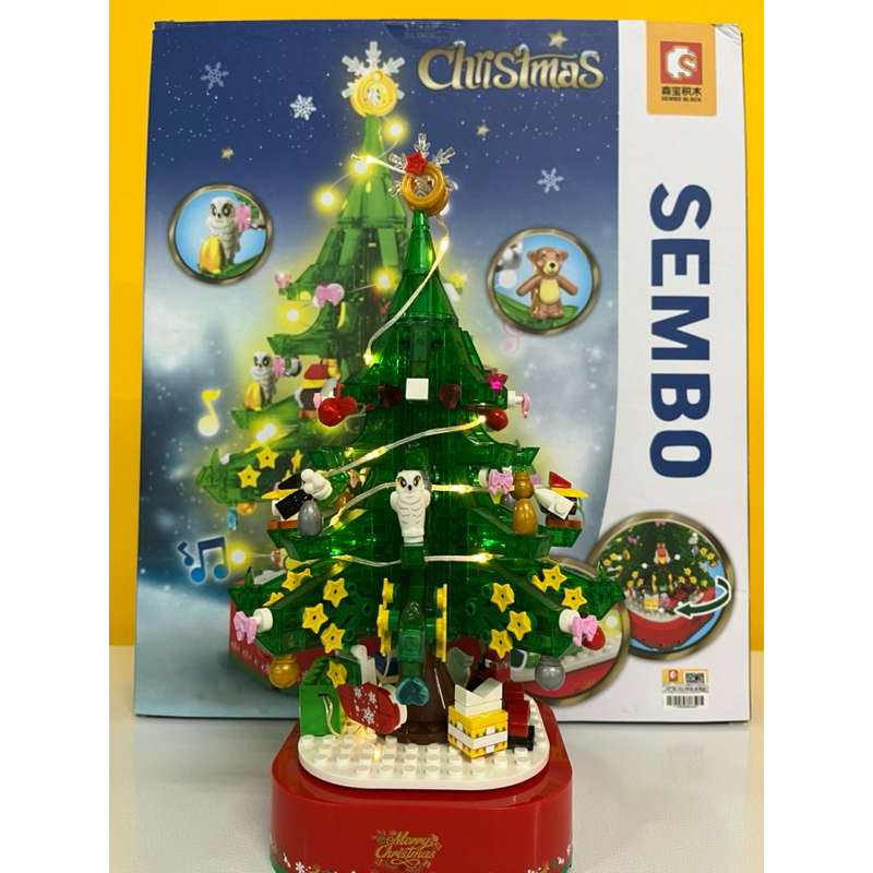 Sembo Block Christmas Tree Building Set With Sound And Light Rotating ...