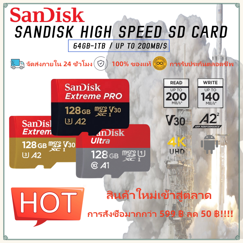 SanDisk Extreme Pro Ultra microSDXC Memory Card 32GB 64GB 128GB 256GB 512GB A1 A2 (SDSQXCD) Cctv ...