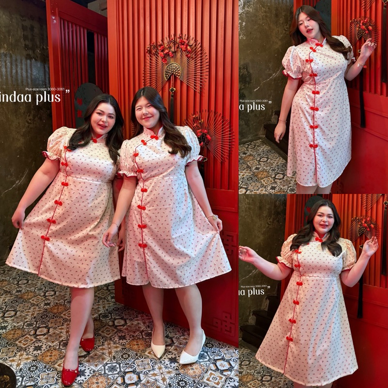 /LD/ Cheongsam Dress Plump Girl Cherry Pattern Very Cute Large Size ...