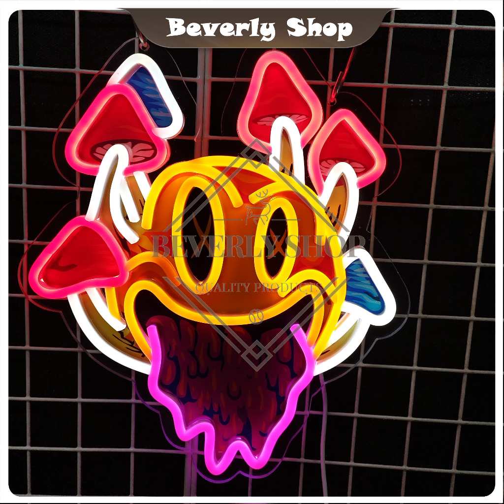 Smiley Face Mushroom Shape Size 35x 30cm Neon Sign Storefront Light ...