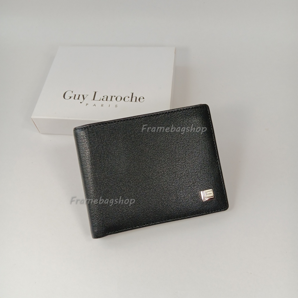 Guy Laroche Men's Short Wallet With The Left Tongue Black Suede Silver ...