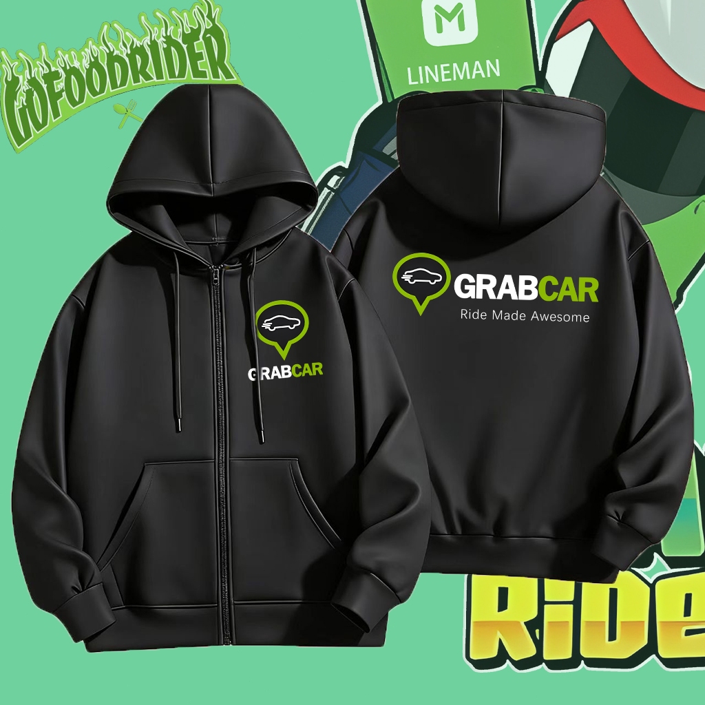 Grab Team Hoodie Jacket | Comfortable Zip-Up Sweatshirt Soft Fabric ...