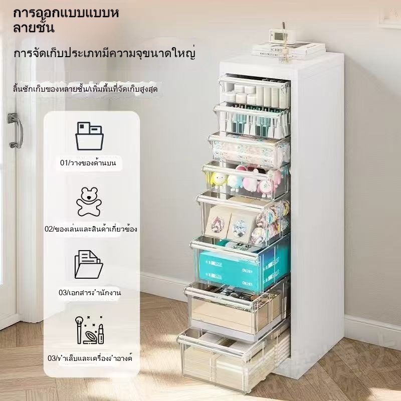 Narrow Metal Storage Cabinet Office Organizer Multi-Layer Drawer Small ...