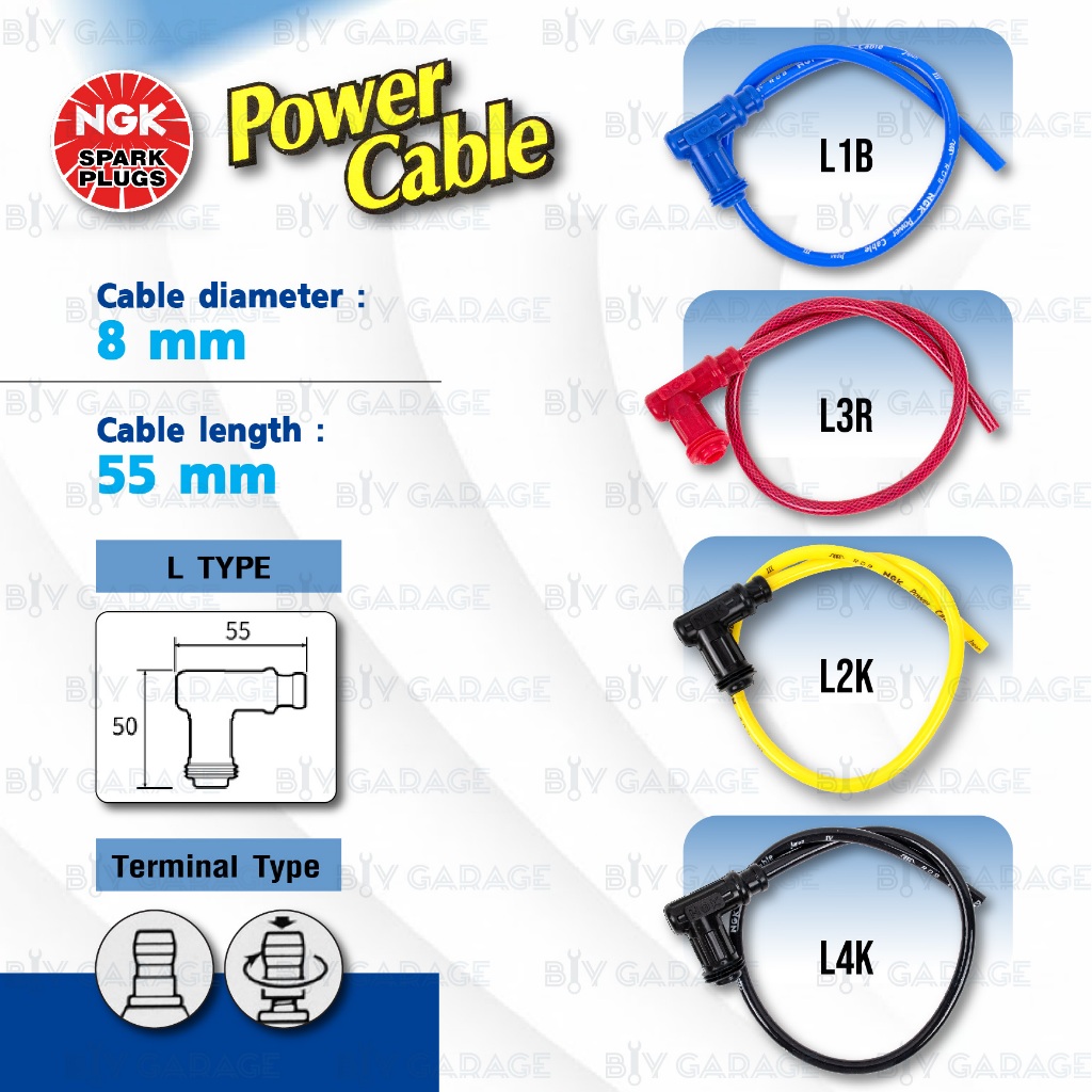 NGK Power Cable [L Type : L1B/L2K/L3R/L4K] Modified Spark Plug With And ...