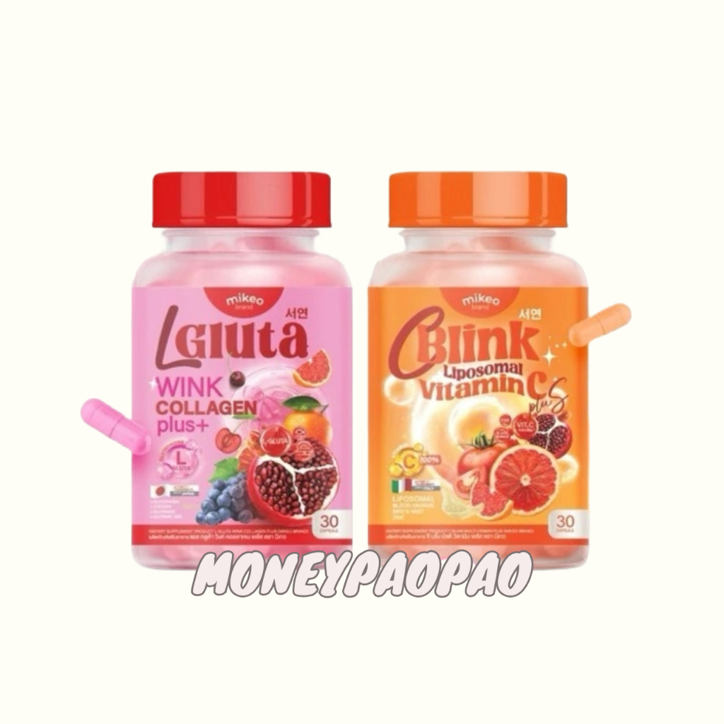 Gluta Mikeo L-Gluta wink collagen & C-Blink Vitamin C 1 Bottle 30 ...