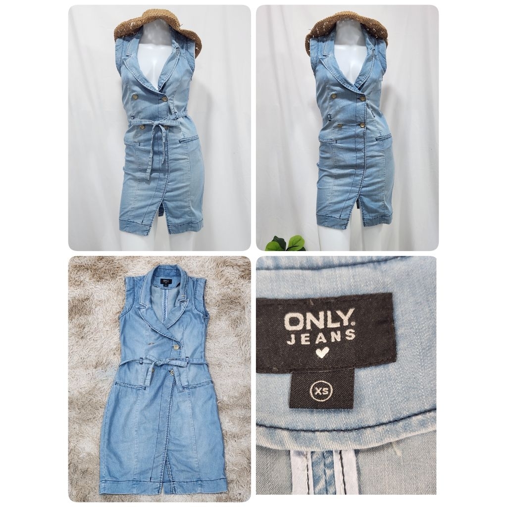 (XS) Only Jeans Second-Hand Denim Dress Chest No More Than 32" Waist 26 ...