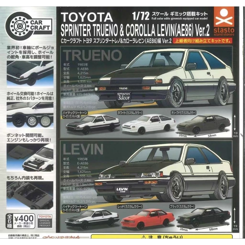 Toyota Sprinter Trueno & Corolla Levin AE86 Ver.2 – 1/72 Scale | Shopee ...