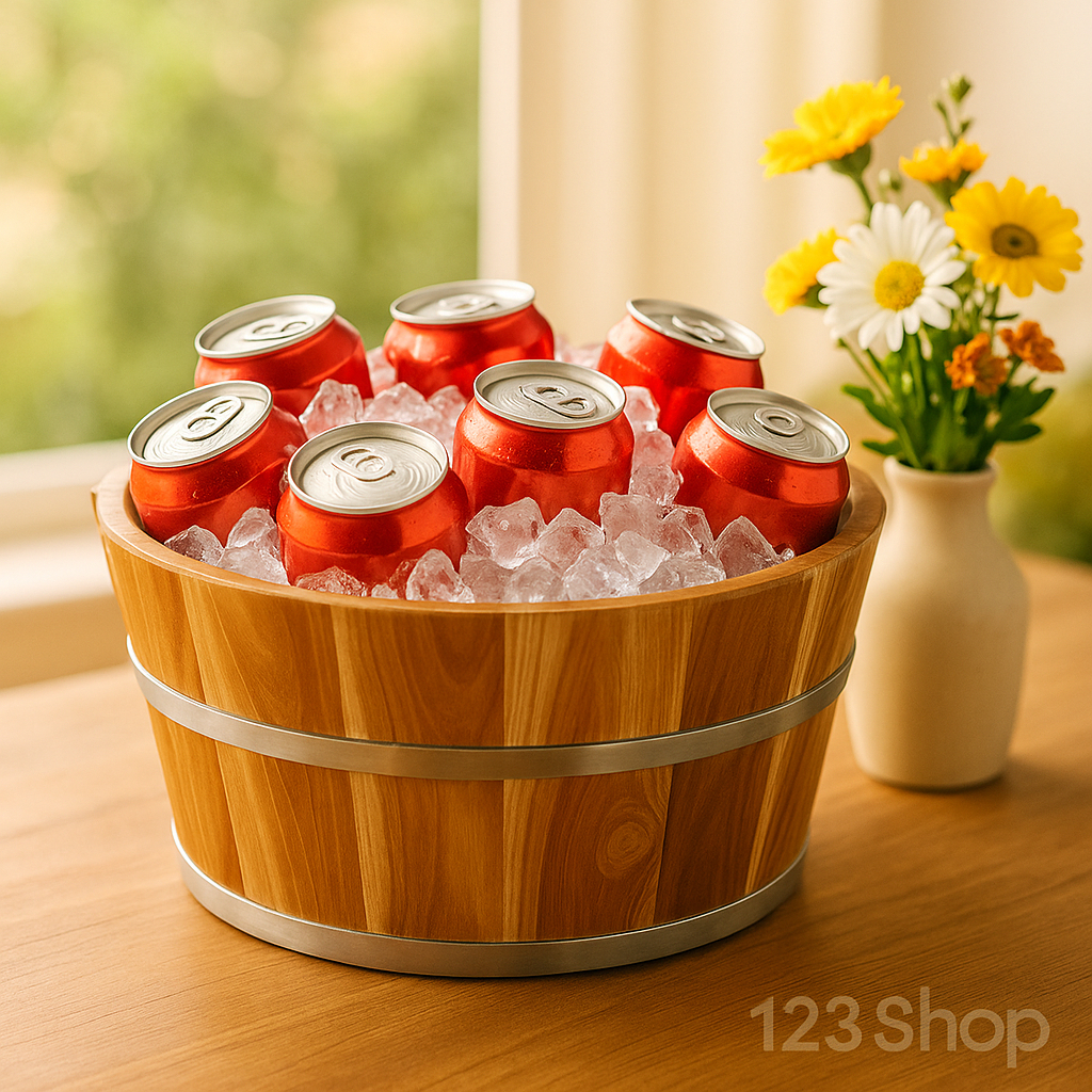 Wooden Bucket Teak Basin A Shape 2 Sizes For Soaking Drinks Put Things ...