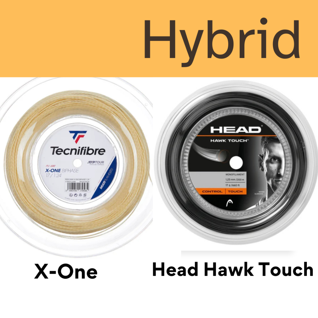Tecnifibre X-One Biphase/Head Hawk Touch Hybrid Tennis String (Cut And ...