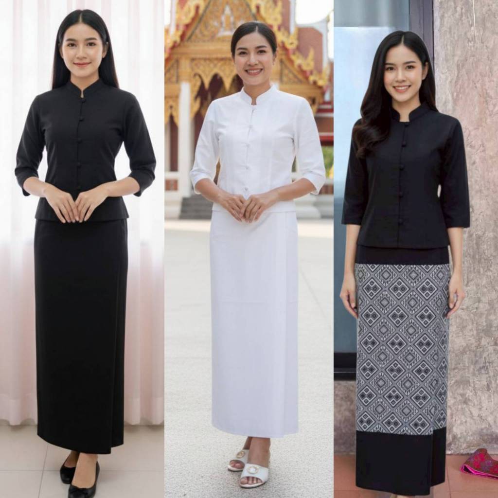Black And White Chitralada Set Cotton Native Dress Style | Shopee Malaysia