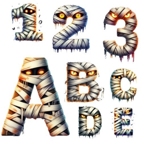 Halloween A -Z Mummy Letter Iron-On Patch Numbers 0-9 F.81 Sticker ...