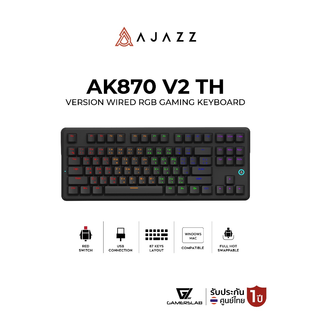Ajazz AK870 V2 TH Version Wired RGB 87 Key Gaming Keyboard | Shopee ...